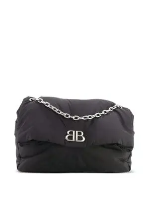 Balenciaga Monaco Chain Flap Nylon Large Shoulder Bag