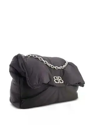 Balenciaga Monaco Chain Flap Nylon Large Shoulder Bag
