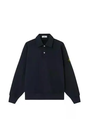 Stone Island Logo-patch Long-sleeved Polo Shirt - Blue