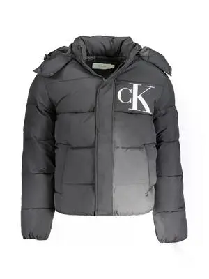 Calvin Klein Logo-print Hooded Quilted Jacket - Black
