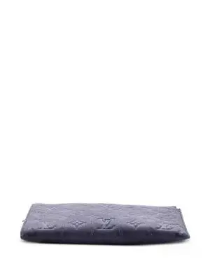 LOUIS VUITTON Pochette Melanie Monogram Empreinte Leather Mm Clutch Bag - Blue