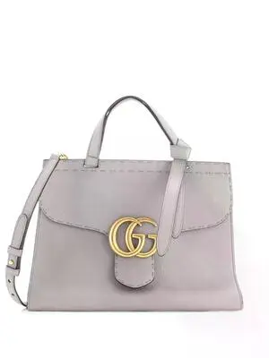 Gucci Gg Marmont Top Handle Bag Leather Small Satchel - Grey
