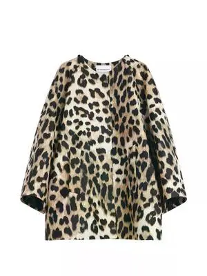 Givenchy Cocoon Coat In Leopard Jacquard With Scarf
