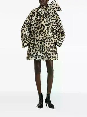 Givenchy Cocoon Coat In Leopard Jacquard With Scarf