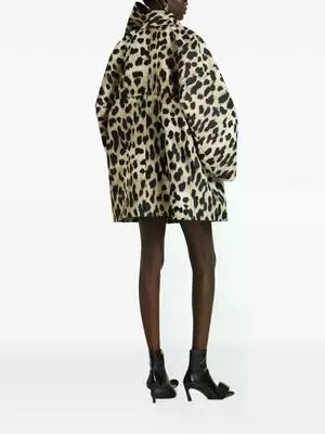 Givenchy Cocoon Coat In Leopard Jacquard With Scarf