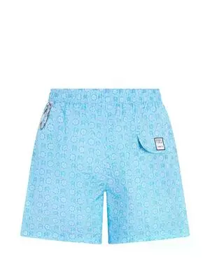 Fedeli Elephant-print Swim Shorts - Blue