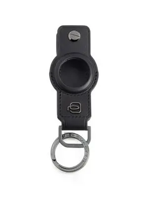 PIQUADRO Leather Airtag Keychain - Black