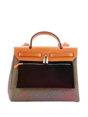 Hermès Herbag Zip Criss Viking Toile And Leather 31 Shoulder Bag - Black