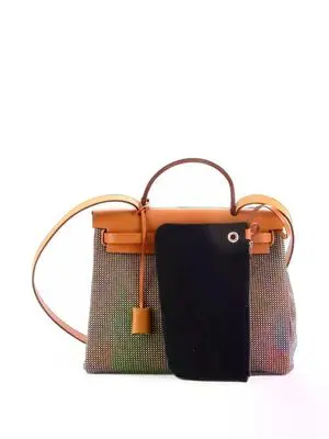 Hermès Herbag Zip Criss Viking Toile And Leather 31 Shoulder Bag - Black