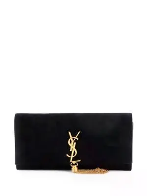Saint Laurent Classic Monogram Tassel Suede Long Clutch Bag