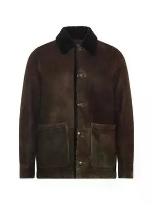 YVES SALOMON Shearling-trimmed Suede Jacket - Brown