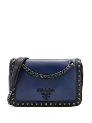 Prada Chain Flap Bag Studded Glace Calf Small Crossbody Bag