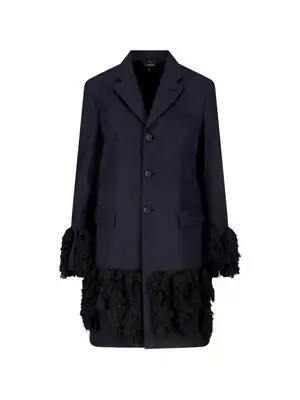 Comme Des Garçons Ruffled-trim Single-breasted Blazer - Blue