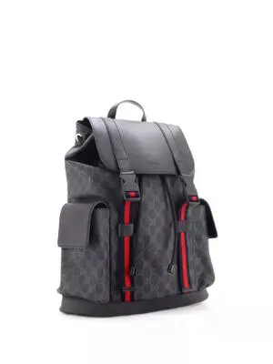 Gucci Double Pocket Buckle Gg Coated Canvas Large Backpack