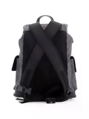 Gucci Double Pocket Buckle Gg Coated Canvas Large Backpack