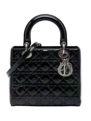 Dior 2011 Medium Patent Cannage Lady Satchel - Black