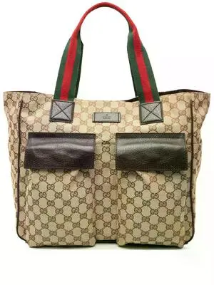 Gucci 2000-2015 Gg Canvas Web Double Pockets Tote Bag