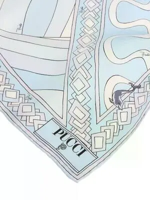 Emilio Pucci Onda And Iride Print Silk Scarf - Blue