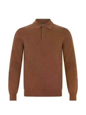 Fedeli Cashmere Long-sleeve Polo Shirt - Brown