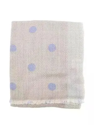 Altea Herringbone-pattern Polka-dot Scarf - Neutrals