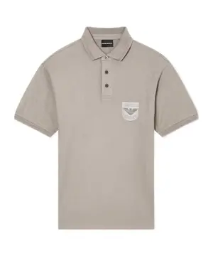 Emporio Armani Pique Polo Shirt With Shield Embroidery