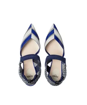 Fendi Iconic Colibrì White And Hagfish And Mesh High-heeled Slingbacks