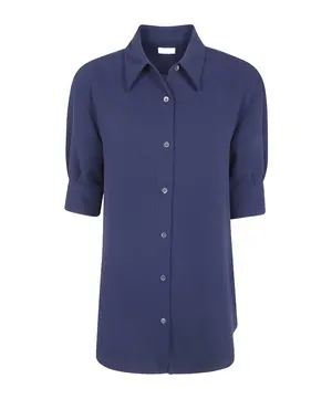 Dries Van Noten Cuffed Crepe Shirt - Navy