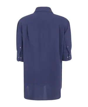 Dries Van Noten Cuffed Crepe Shirt - Navy