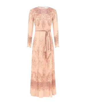 Zimmermann Peach Paisley Print Slim-fit Dress - No