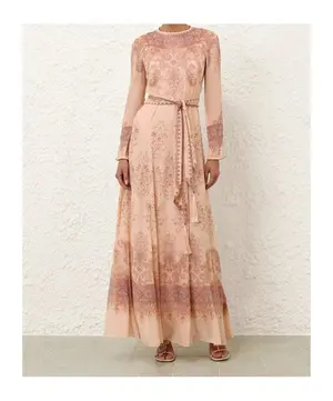 Zimmermann Peach Paisley Print Slim-fit Dress - No