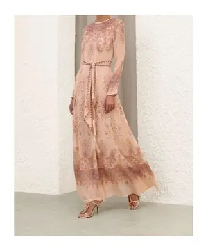 Zimmermann Peach Paisley Print Slim-fit Dress - No