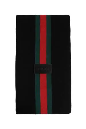 Gucci Striped Cashmere Jacquard Scarf - Black