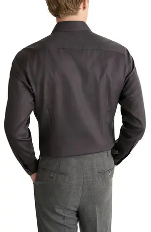 Eton Contemporary Fit Herringbone Cotton Shirt - Black