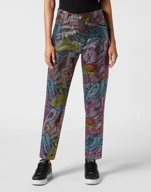 Philipp Plein Denim Trousers Mom Fit Brooches - Indigoblue