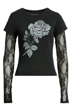 VINYL ICONS Rose Lace Layered Graphic Tee