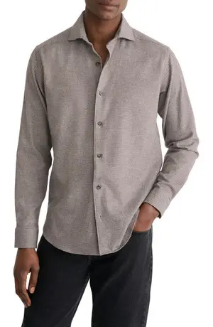 Eton Houndstooth Check Flannel Shirt - Medium Grey
