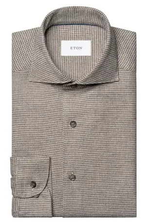 Eton Houndstooth Check Flannel Shirt