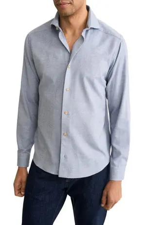 Eton Solid Flannel Shirt - Light Blue