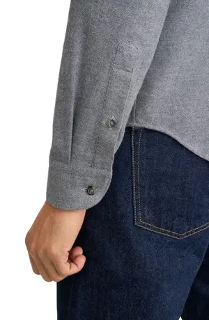 Eton Solid Flannel Shirt - Medium Blue