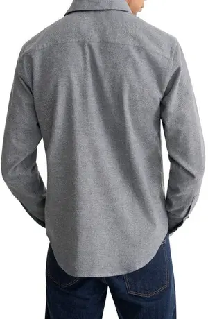 Eton Solid Flannel Shirt - Medium Blue
