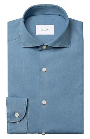 Eton Stretch Denim Shirt - Medium Blue