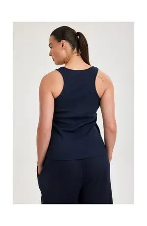 GOTTEX Summer Lounge Waffle Racerback Tank Top - Navy
