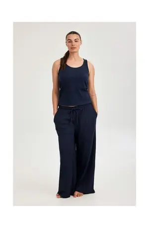 GOTTEX Summer Lounge Waffle Racerback Tank Top - Navy