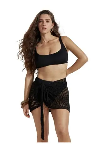 BEACH LIFE BY GOTTEX Porto Mini Crochet Pareo Cover-up - Black