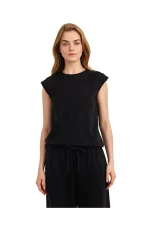 BEACH LIFE BY GOTTEX Summer Lounge Cotton Sleeveless Top - Black