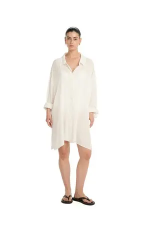 BEACH LIFE BY GOTTEX Resort Shirt Dress Cover-up - White