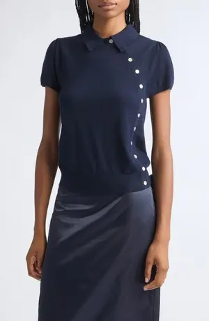 Sandy Liang Birdie Merino Wool Sweater - Navy