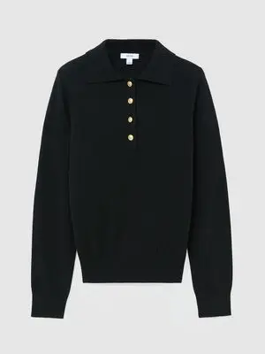 REISS Avery Wool-cashmere Half-button Jumper