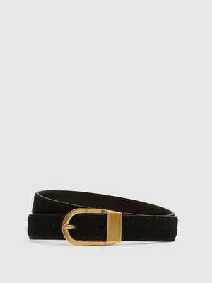 REISS Hazel Pony Hair-effect Leather Belt