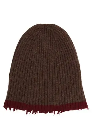 UMA WANG Berretto In Cashmere A Coste - Brown